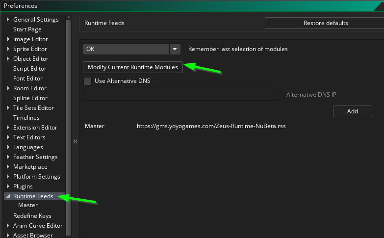Runtime Modules Dialog How To Control Which Targets You Want To Install Gamemaker Help Centre 